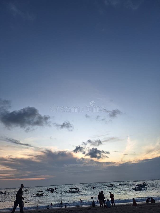 Sunset in Jerman Beach, South Kuta Bali Indonesia Editorial Stock Image ...