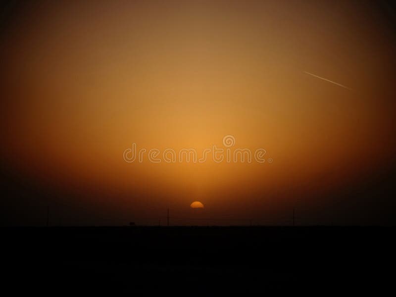 Sunset and jet stream stock image. Image of jetstream - 88243587