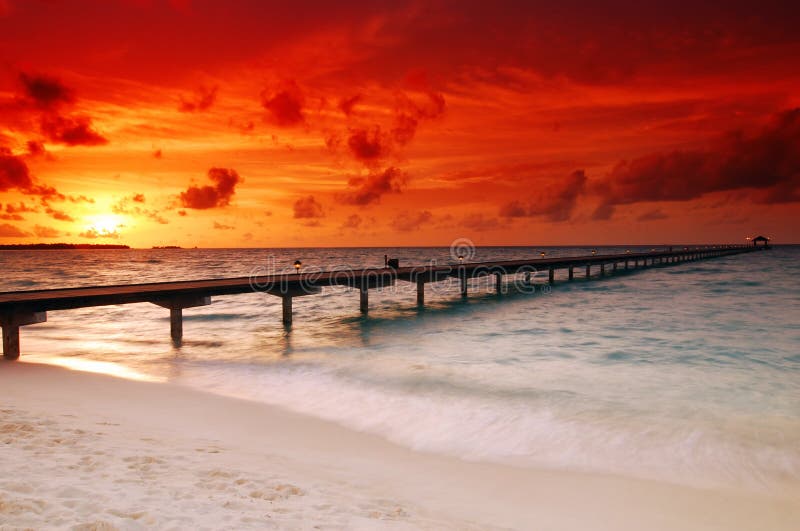 Sunset and jetty stock image. Image of indian, cloudy - 12972607