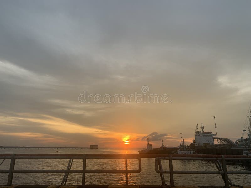 Sunset in jetty stock photo. Image of watter, jetty - 261694684