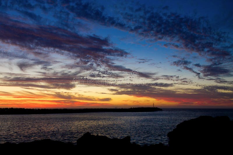 Sunset Jetty stock photo. Image of horizon, harbor, channel - 44670132