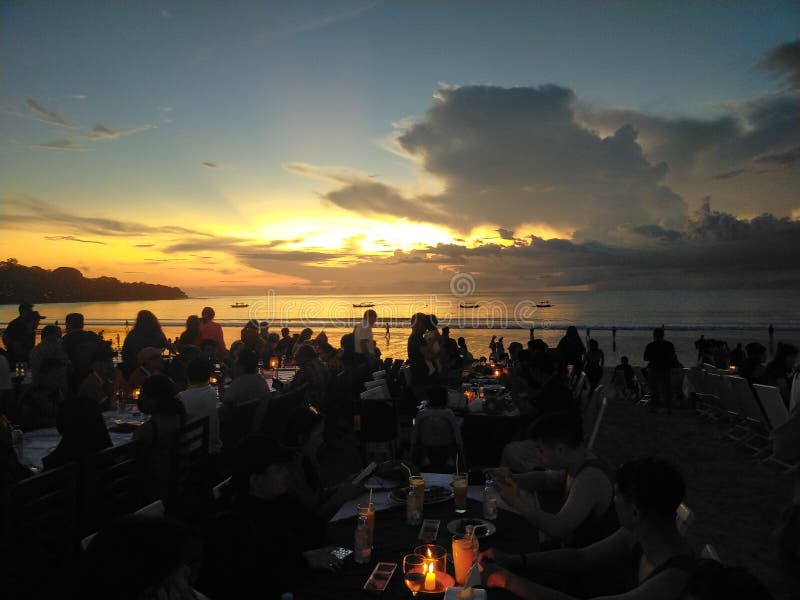 Sunset in Jimbaran Beach Bali Indonesia Editorial Image - Image of bali ...