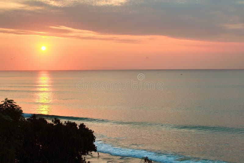 Sunset at Jimbaran Beach ,Bali Indonesia Stock Image - Image of dawn ...
