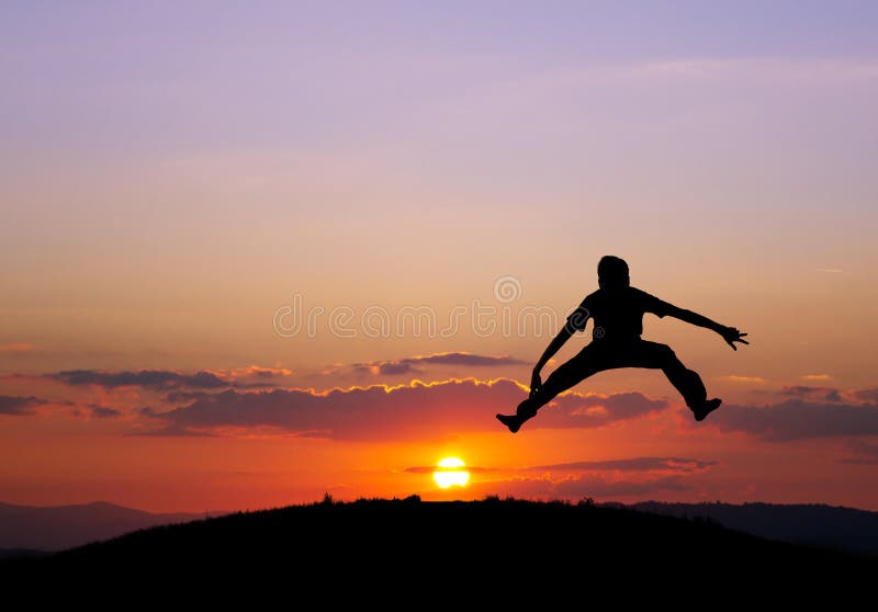 Sunset jump stock image. Image of active, expressive - 29202415