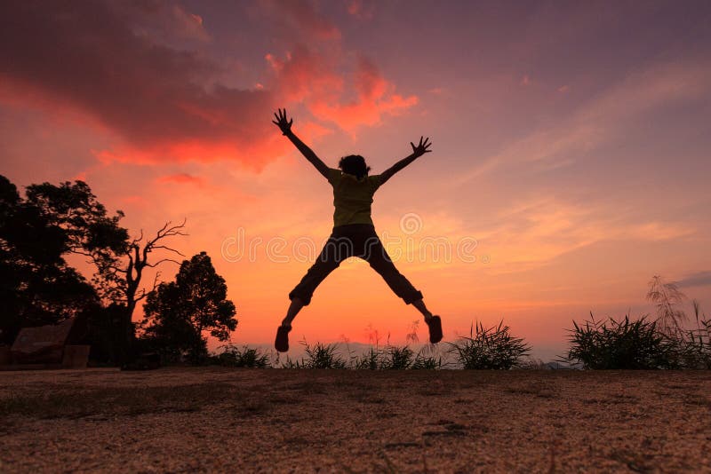 Sunset jump stock image. Image of lifestyle, cloud, excited - 30340849