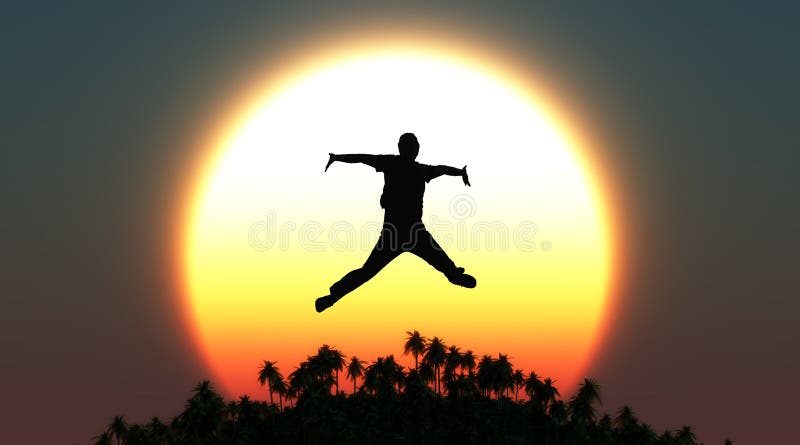 Sunset jump stock illustration. Illustration of active - 57238355
