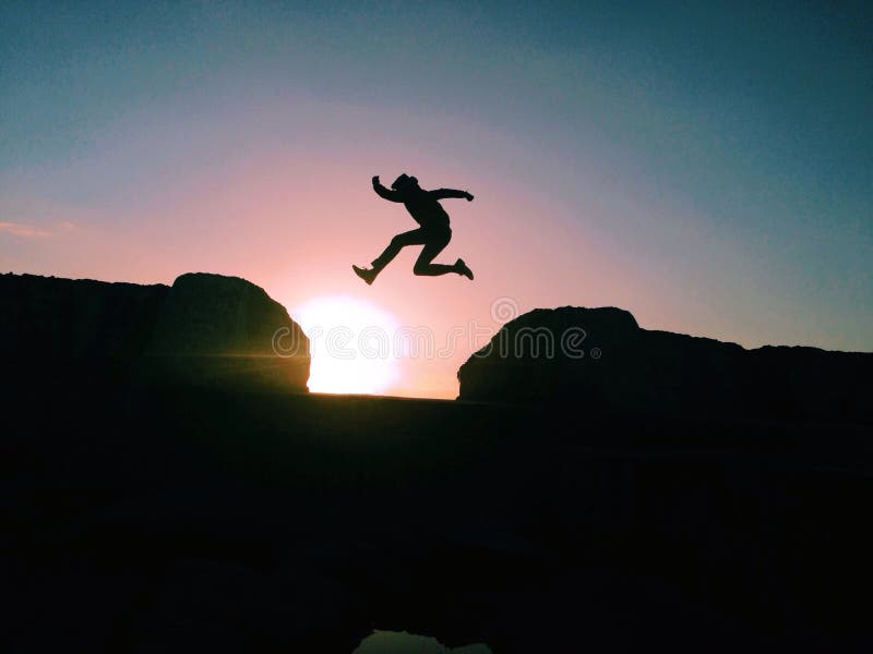 Sunset jump stock image. Image of leap, awesome, sunset - 42887875