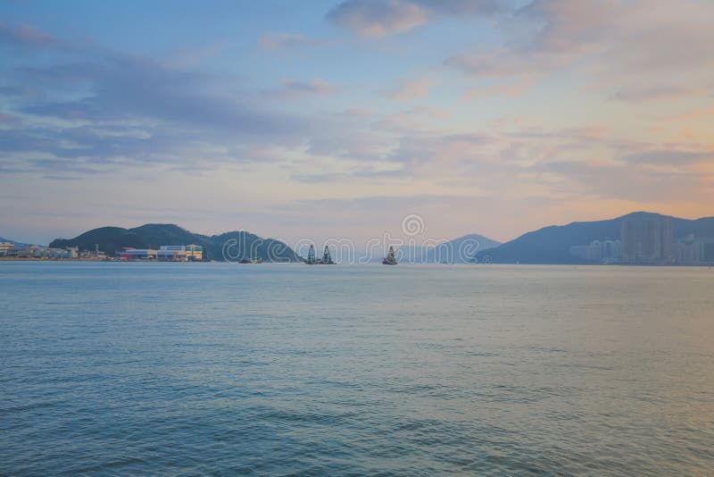 The Sunset of Junk Bay, Tseung Kwan O Bay 2013 Feb 17 Stock Image ...