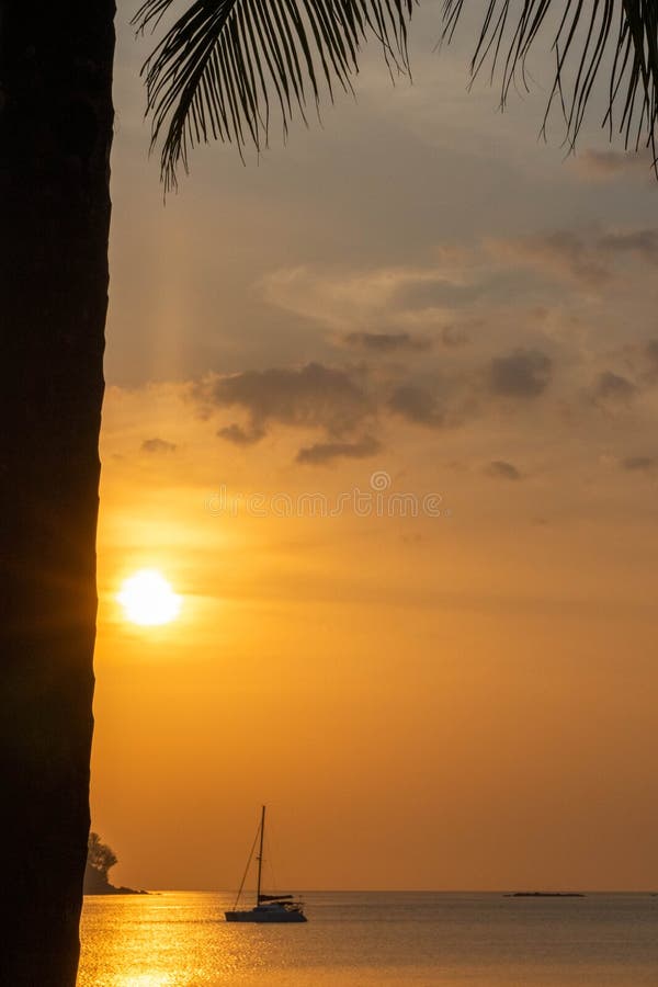 Sunset Kamala Beach, Thailand Stock Photo - Image of palm, yacht: 267633010