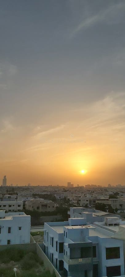 Sunset in karachi stock photo. Image of orange, afterglow - 238797966