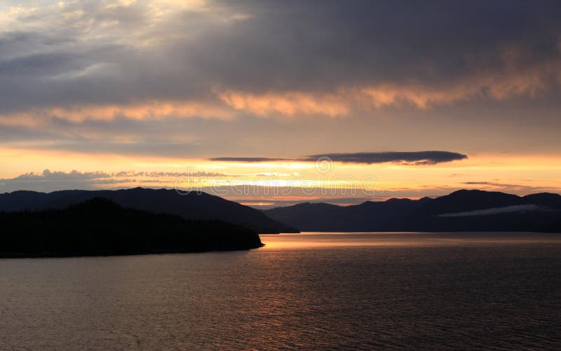 Sunset in Ketchikan Bay stock image. Image of ship, alaska - 56129281