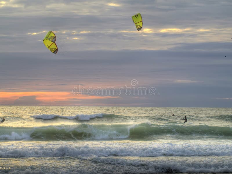Sunset Kiting stock photo. Image of kite, sport, ocean - 26692238
