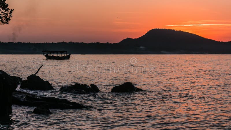 The Sunset from Koh Rong Samloem, Cambodia Stock Photo - Image of cloud ...