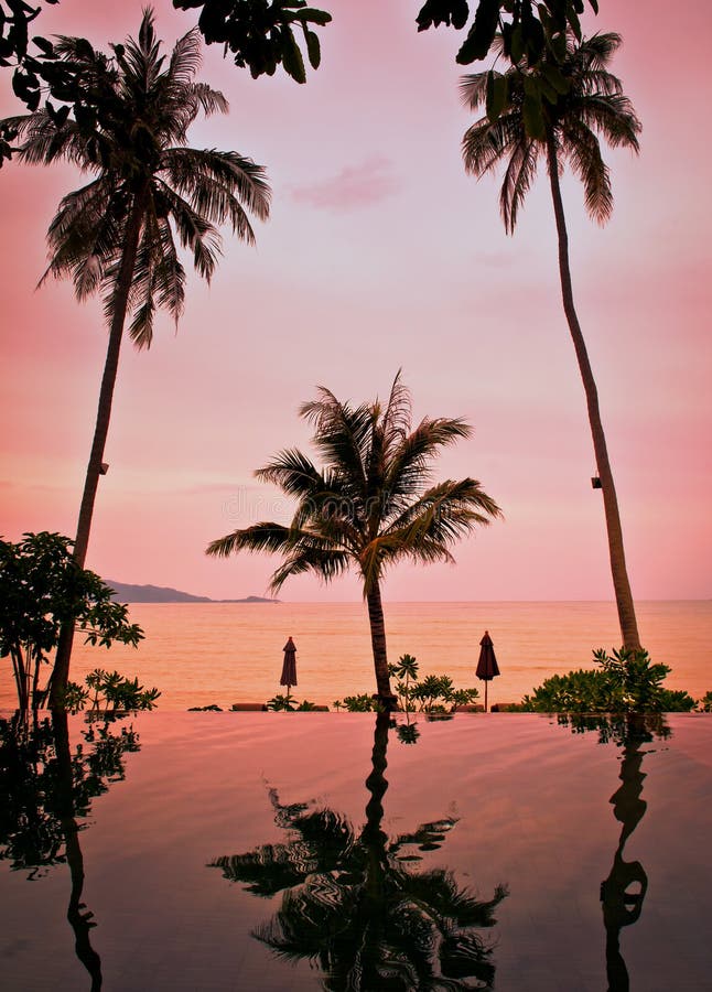 Sunset on Koh Samui stock photo. Image of romance, pool - 24418694