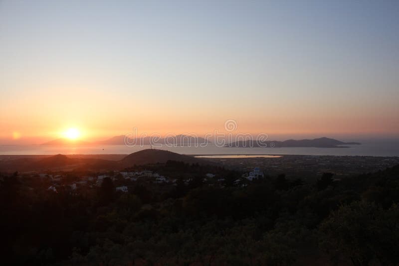 Sunset in Kos Island stock image. Image of islands, mountain - 66823969