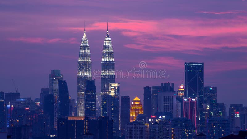 Sunset in Kuala Lumpur editorial stock photo. Image of busy - 59621848