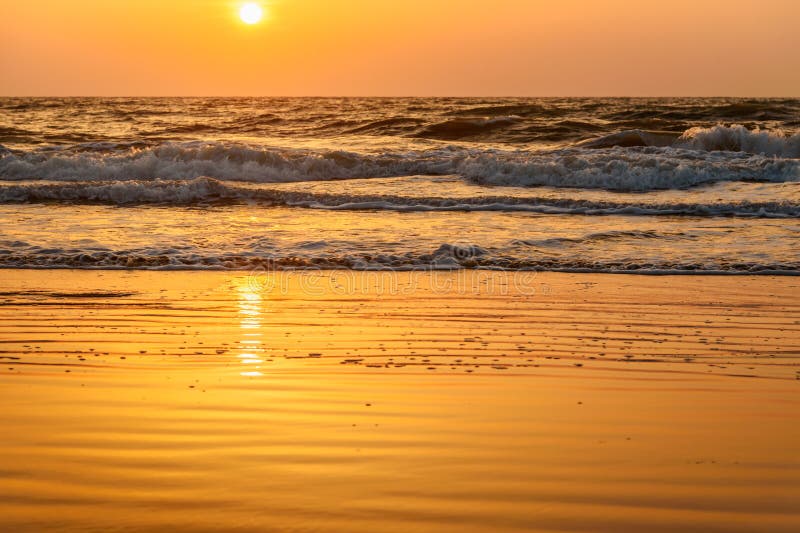 Sunset on Kudle Beach in Gokarna. India Stock Photo - Image of green ...