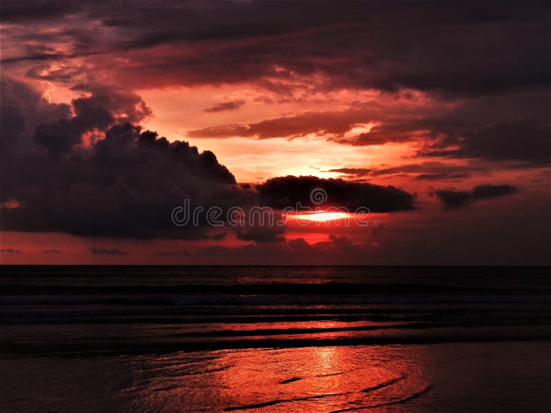 Sunset . Kuta Beach . Bali . Indonesia Stock Image - Image of ocean ...