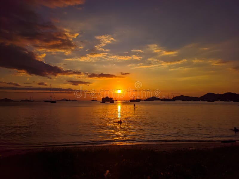 Sunset in Labuan Bajo Flores Indonesia Stock Image - Image of shore ...