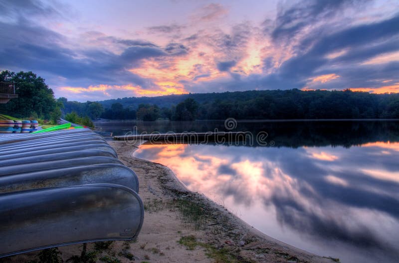Sunset On A Remote Forest Lake Stock Image - Image of shore, rural ...
