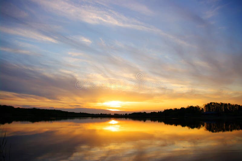 Morning Sun Rise on the River. Stock Image - Image of lake, reflection ...