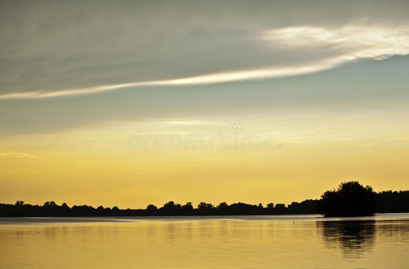 Sunset at the lake stock photo. Image of river, warm - 25001274