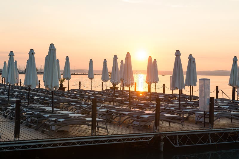 Sunset on Lake Balaton, Hungary Stock Image - Image of bright, holiday ...