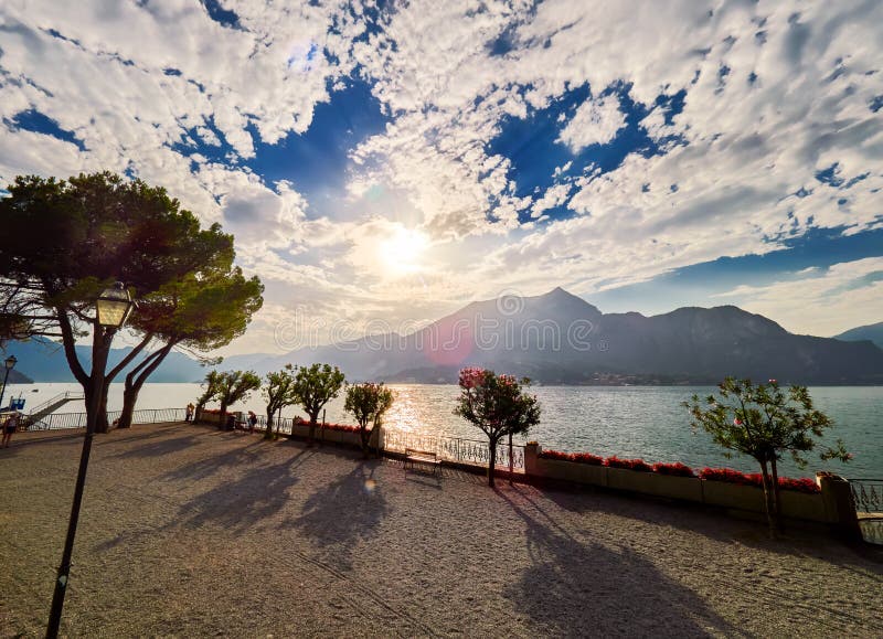 Sunset on Lake Como in Italy Stock Image - Image of destination ...