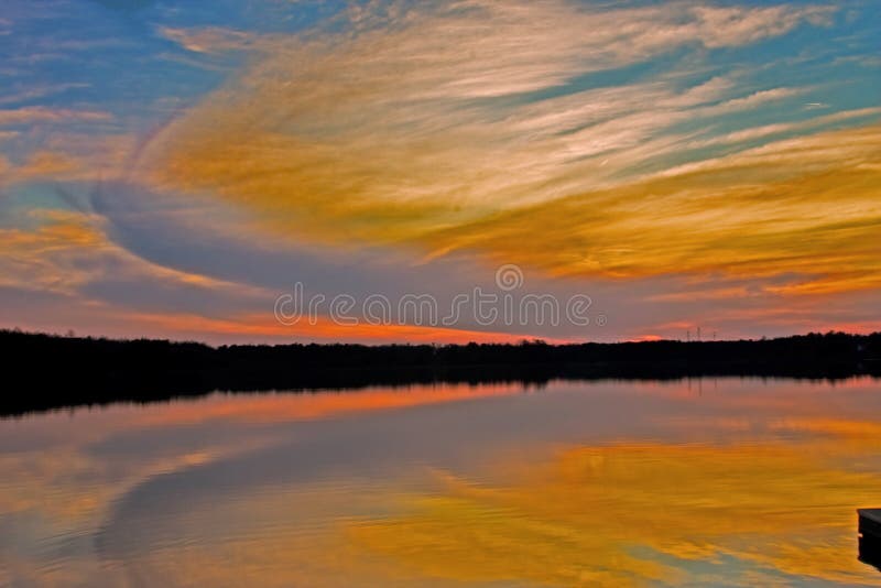 Sunset at Lake Crabtree stock image. Image of clouds - 91747297