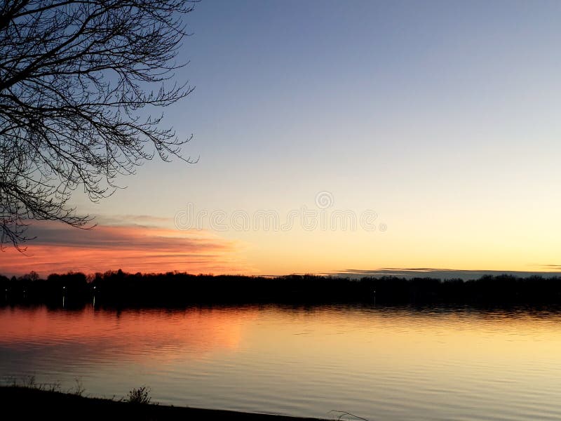 Sunset on the lake stock photo. Image of night, sunset - 135828690