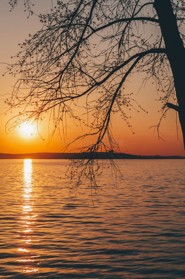 Sunset on Lake stock image. Image of color, morning - 108012929