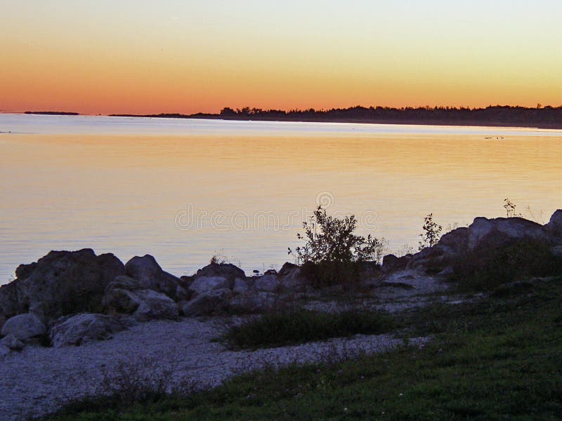 Sunset on Lake Michigan, Upper Peninsula, Michigan in Summer Stock ...
