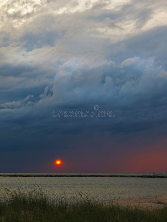 Sunset at Lake in Michigan, Vertical Stock Photo - Image of nature ...