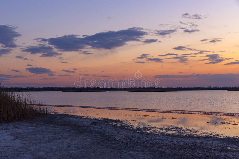 Red sunset on lake stock photo. Image of cloudy, sunrise - 12661050