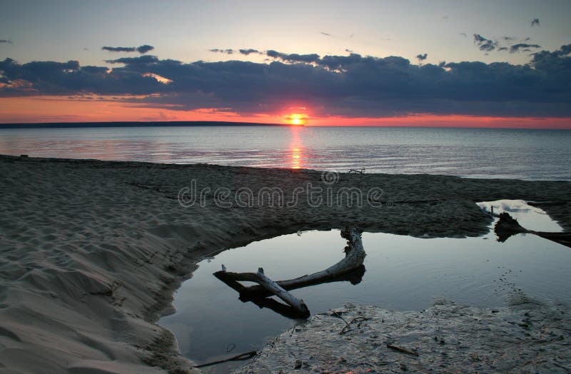 Sunset at Lake Superior stock image. Image of shoreline - 7742481
