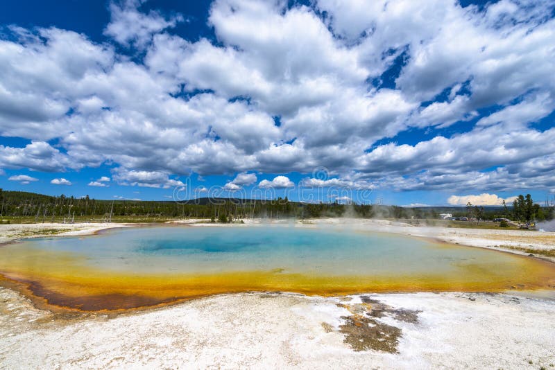 Sunset Lake Thermal Pool Yellowstone Stock Photo - Image of pool, cyano ...