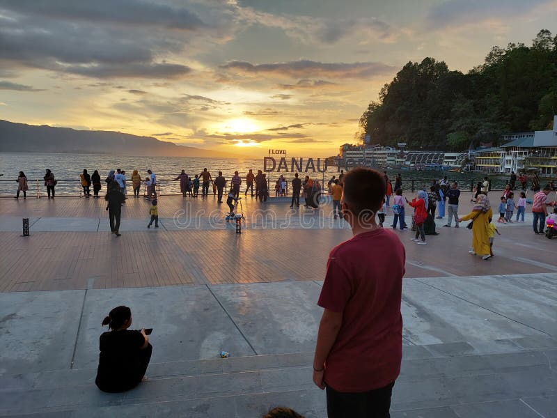 Sunset at Lake Toba Parapat Editorial Stock Image - Image of lake ...