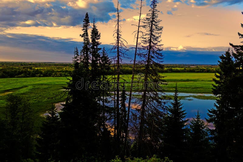 Sunset lake trees stock photo. Image of outdoors, nature - 69402524