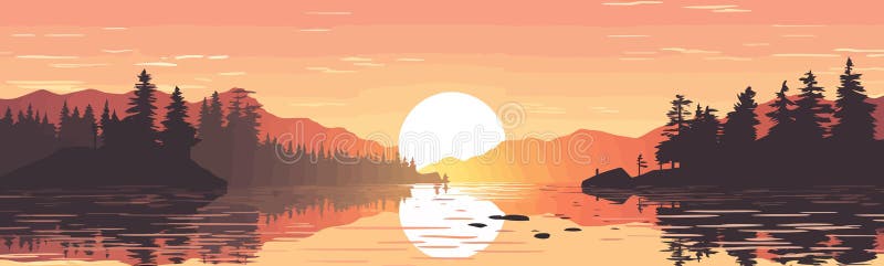 Sunset Lake Vector Flat Minimalistic Isolated Illustration Stock Vector ...