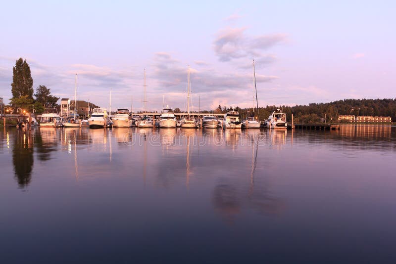 Sunset on the Lake Washington, Seattle, USA Stock Image - Image of ...
