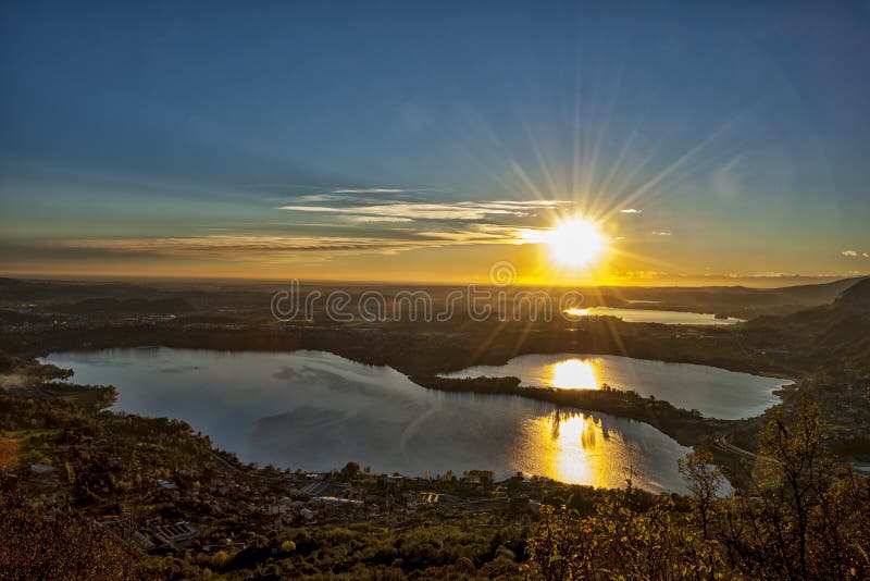 Sunset on the lakes stock photo. Image of brianza, panorama - 35181332