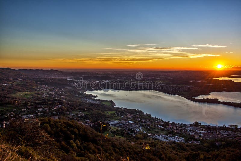 Sunset on the lakes stock image. Image of milano, hills - 35181579