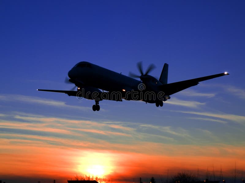 Sunset Landing stock image. Image of airplane, wings - 15913029
