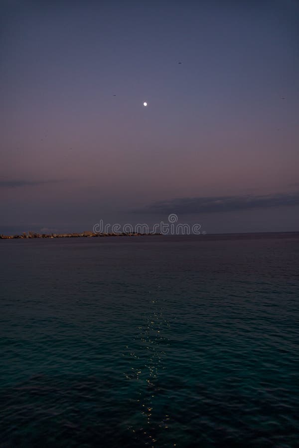 Sunset Landscape of Alicante Spain with Moon Stock Photo - Image of ...