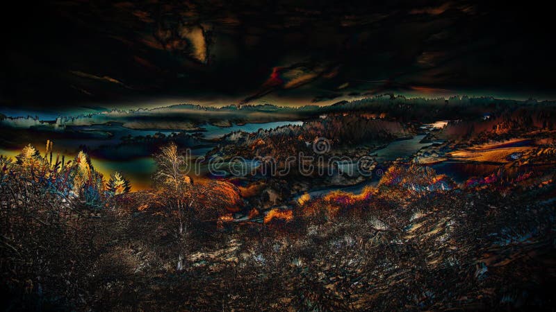 Sunset Landscape and Artistic Effect. Loop Animation. Stock Footage ...