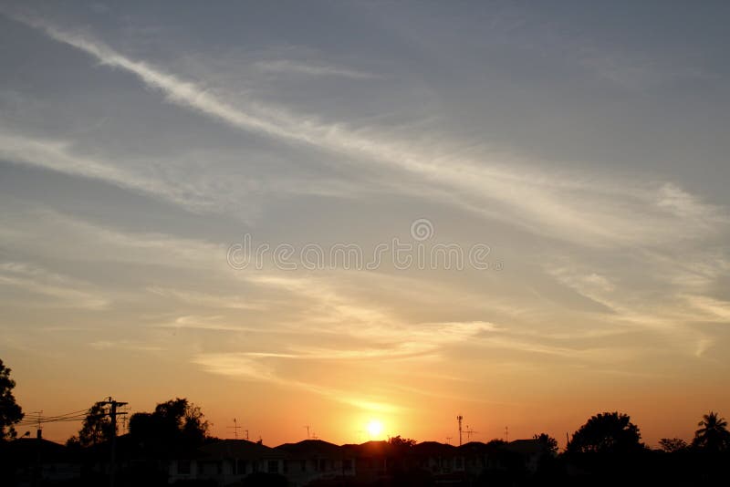 The Sunset Landscape in Backyard Stock Photo - Image of heaven, deep ...
