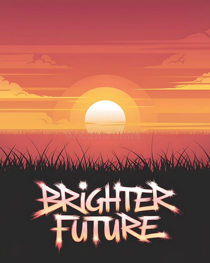 Sunset Landscape with Brighter Future Text Stock Image - Image of goals ...