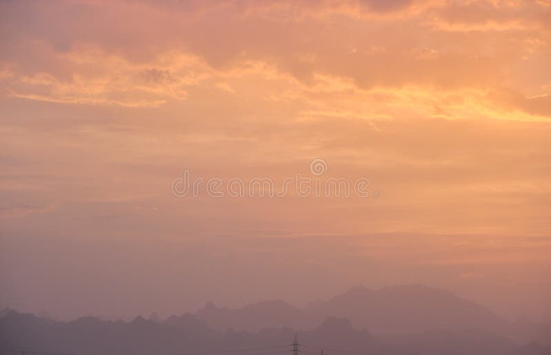Sunset Landscape with Dark Mountain Peaks in Egyptian Desert Stock ...