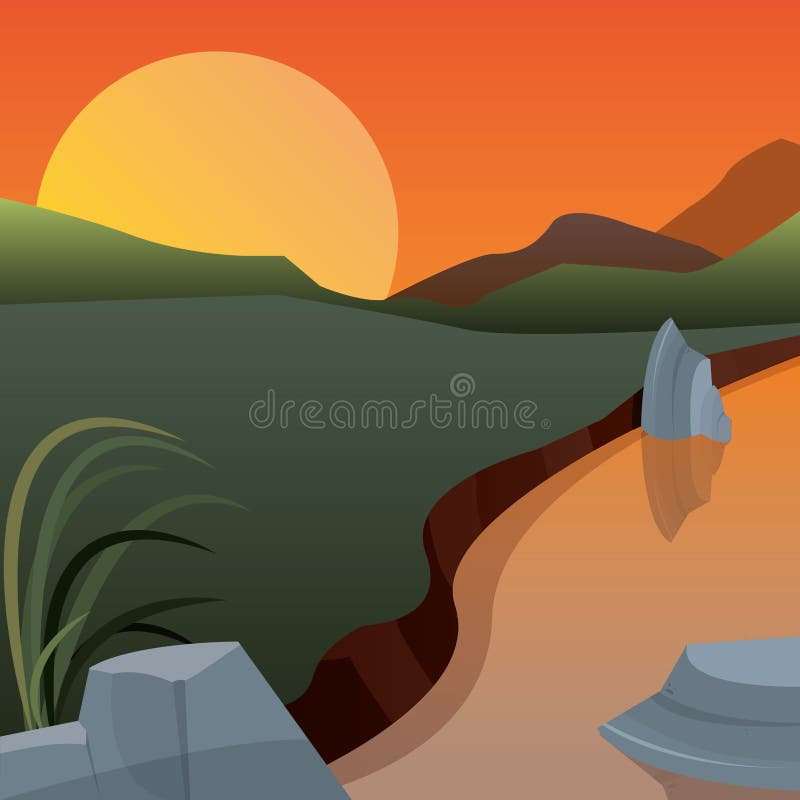 Sunset landscape design stock vector. Illustration of horizon - 113894082