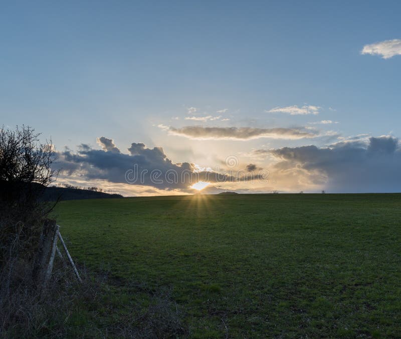 Sunset Landscape in the German Area Rothaargebirge Stock Photo - Image ...